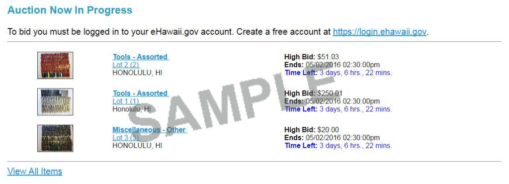 State Procurement Office | Surplus Public Auction