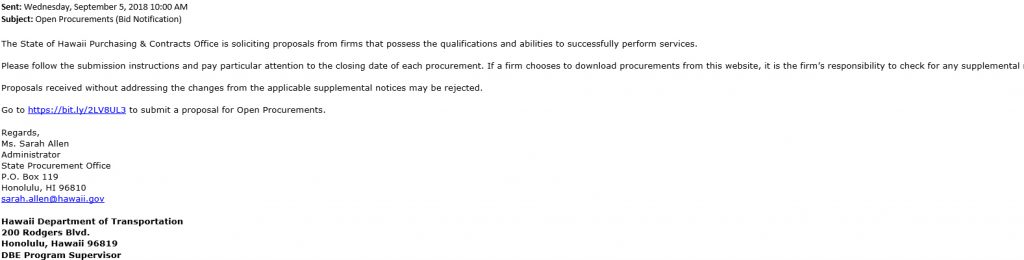State Procurement Office | Fraudulent Email