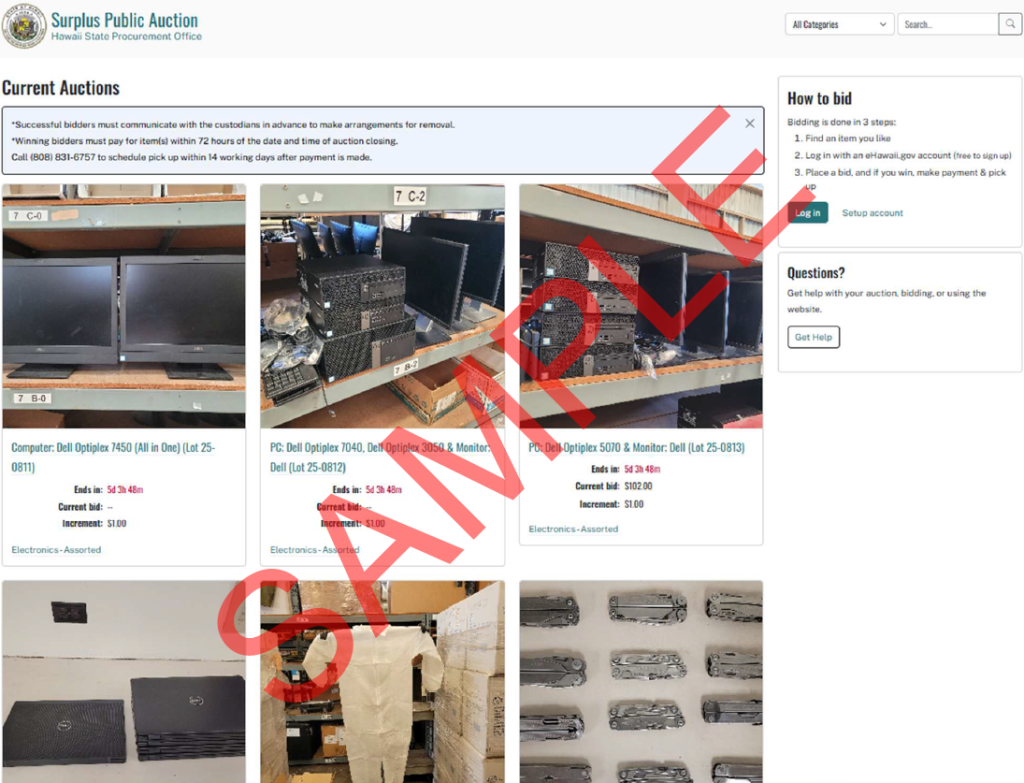 State Procurement Office | Surplus Public Auction